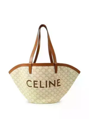 Celine Triomphe Canvas Cuff Tote Bag - Neutrals