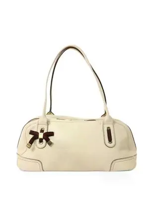 Gucci White Leather Bow Detail Shoulder Bag - Neutrals
