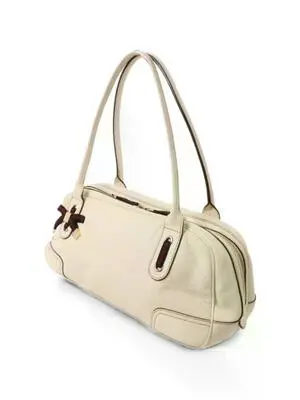 Gucci White Leather Bow Detail Shoulder Bag