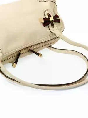 Gucci White Leather Bow Detail Shoulder Bag