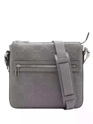 Gucci 2021-2026 Gg Embossed Leather Crossbody Bag - Grey