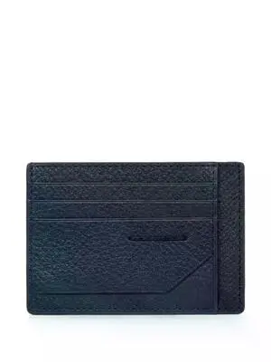 PIQUADRO Grained Leather Card Holder - Blue