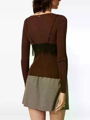 TWINSET Silk-blend Ribbed Knit Jumper With Lace Trim