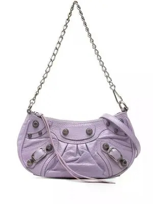 Balenciaga 2022 Mini Embossed Leather Motocross Le Cagole Satchel - Purple