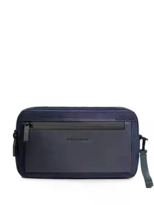PIQUADRO Logo-plaque Zip-fastening Clutch Bag - Blue