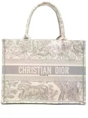 Dior 2020 Medium Canvas Embroidered Dioriviera Toile De Jouy Book Tote Bag - Grey