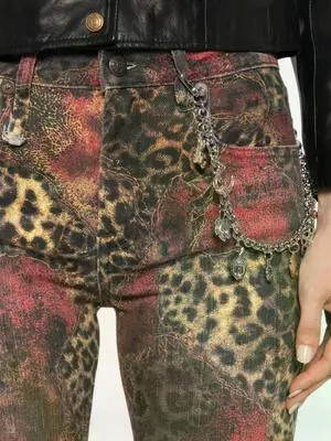 R13 Kick Leopard And Rose Print Jeans