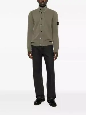 Stone Island Logo-patch Button-up Cardigan - Green