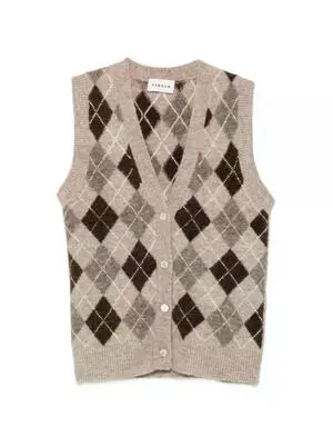 P.a.r.o.s.h Argyle Knit V-neck Vest - Brown