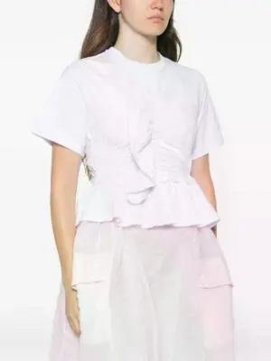 Cecilie Bahnsen Ace Ruched Peplum T-shirt - White