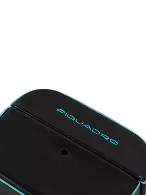 PIQUADRO Logo-print Leather Earphone Case - Black