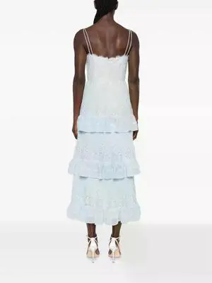 SELF-PORTRAIT Lace-trimmed Tiered Midi Dress