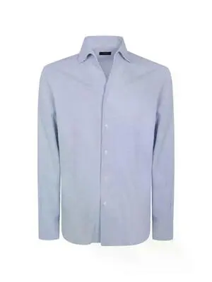 BARBA NAPOLI Button-up Long-sleeve Shirt - Blue