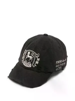 FOUND Embroidered Distressed Baseball Cap - Black