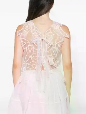 Cecilie Bahnsen Aya Bow-embroidered Top - Pink