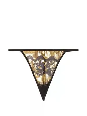 DIESEL® Stretch-tulle Thong With Metallic Lace Effect