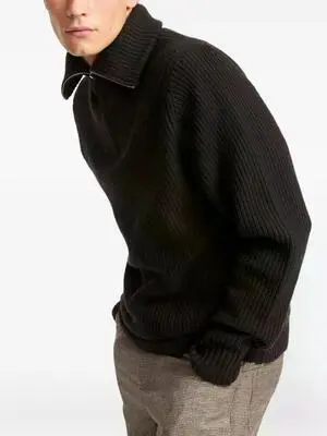 YVES SALOMON Zip-front Ribbed-knit Sweater