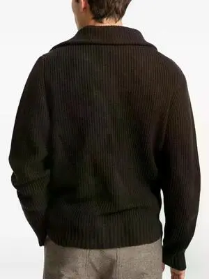 YVES SALOMON Zip-front Ribbed-knit Sweater