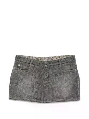 Ermanno Scervino Herringbone-pattern Mini Denim Skirt - Grey