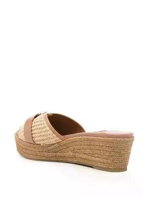JIMMY CHOO Logo Plaque Wedge Sandals