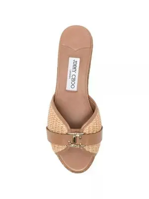JIMMY CHOO Logo Plaque Wedge Sandals