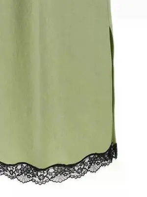 TWINSET Midi Froissé Satin And Lace Skirt - Green