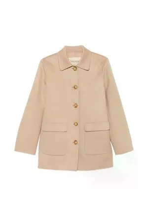 Valentino Garavani Logo-embellished Patch-pocket Coat - Neutrals