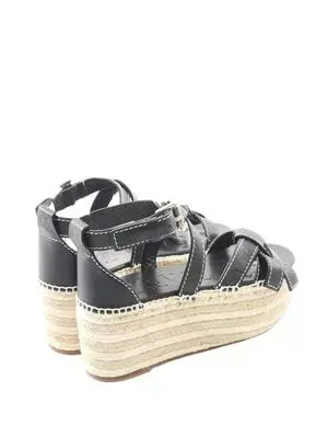 Loewe Leather Wedge Platform Espadrille Sandals - Black