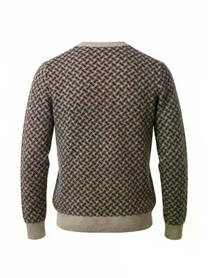 DRUMOHR Razor Blade Geometric Pattern Crew Neck Sweater