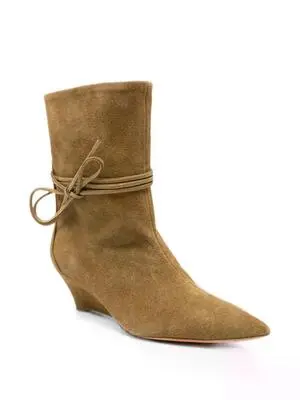 ODISSI Bow-detail Wedge Boots - Brown