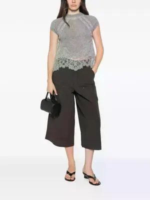 Ermanno Scervino Lace-trim Knitted Top - Grey