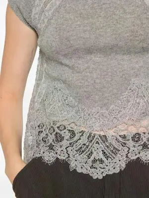 Ermanno Scervino Lace-trimmed Knitted Top