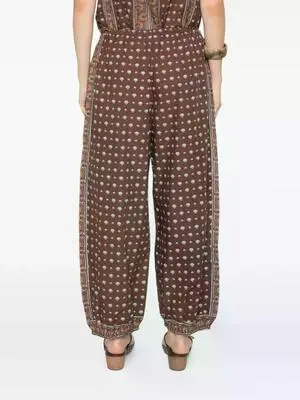 DÔEN Yarrow Tapered Trousers With Shell Print - Brown