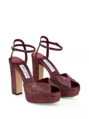 JIMMY CHOO Sacaria Platform Sandals With Dégradé Crystals - Red