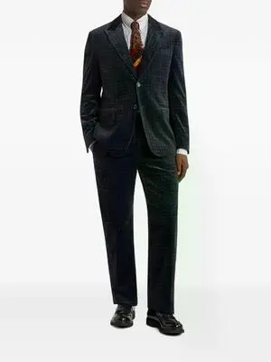 Etro Straight-leg Cotton Velvet Trousers With Tie Motif - Blue