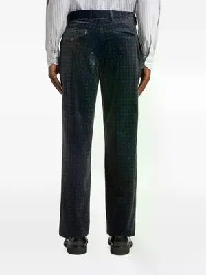 Etro Straight-leg Cotton Velvet Trousers With Tie Motif - Blue
