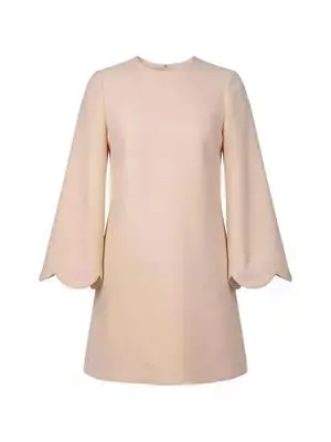 Valentino Garavani Scalloped-edge Flared-sleeve Mini Dress - Neutrals