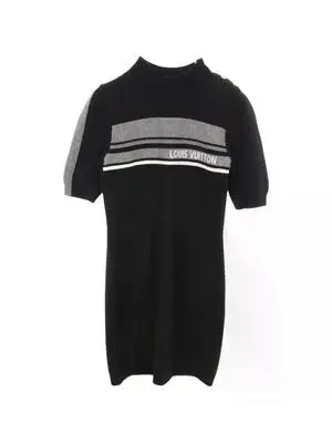 LOUIS VUITTON 2020s Intarsia Knit Mini Dress - Black