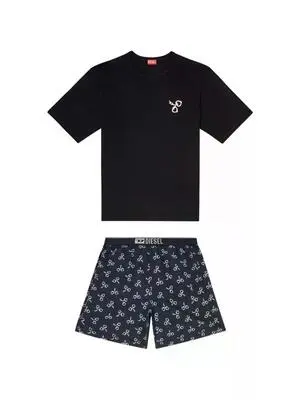 DIESEL® Cotton Pyjama Set With Handcuff Print