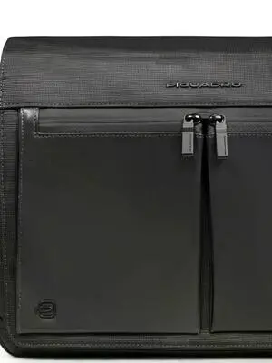 PIQUADRO Logo-plaque Panelled Messenger Bag - Black