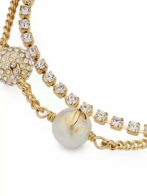 JIMMY CHOO Auri Layered Crystal And -tone Chain Bracelet With Pearl Accent
