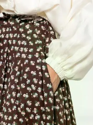 MSGM Floral-print Pleated Midi Skirt