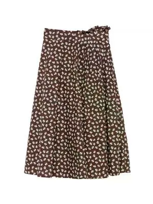 MSGM Floral-print Pleated Midi Skirt - Brown