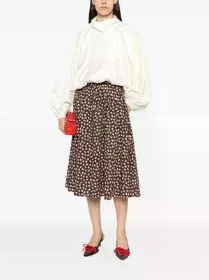 MSGM Floral-print Pleated Midi Skirt