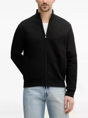 TRUSSARDI Logo-embroidered Zip-up Cardigan - Black