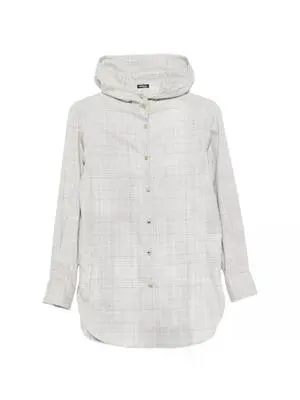 Kiton Prince Of Wales Check Hooded Shirt - Grey