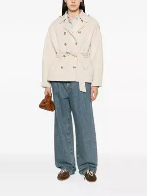 Maje Germain Double-breasted Belted Coat - Neutrals