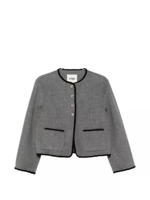 Maje Gardenia Braid-trim Single-breasted Jacket - Grey