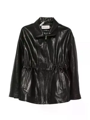 Nour Hammour Drawstring-waist Leather Jacket - Black