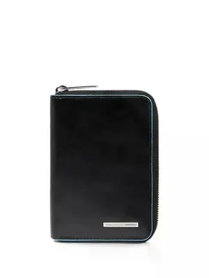 PIQUADRO Logo-plaque Leather Travel Wallet - Black